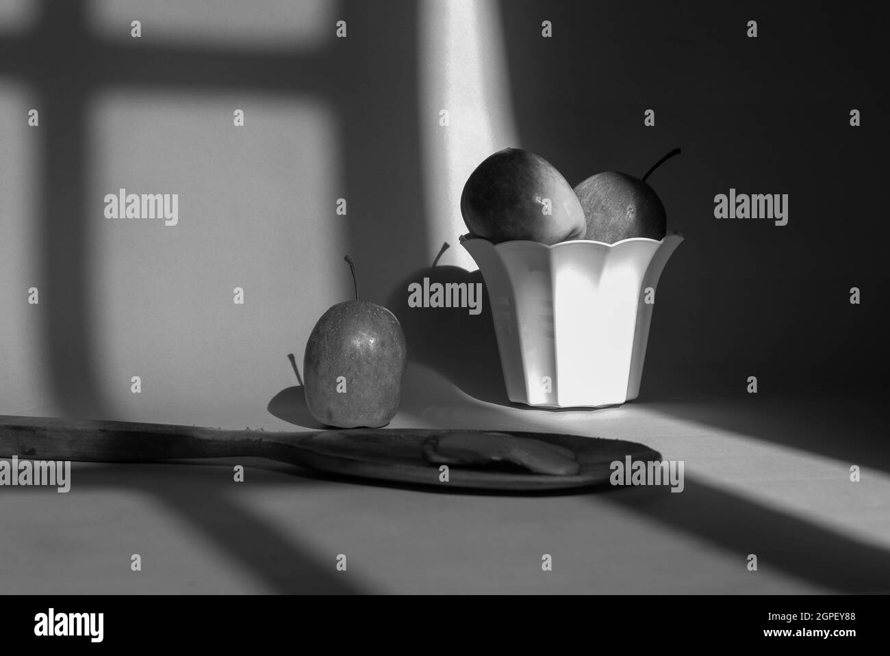 Fresh summer fruits apple Black and White Stock Photos & Images - Alamy