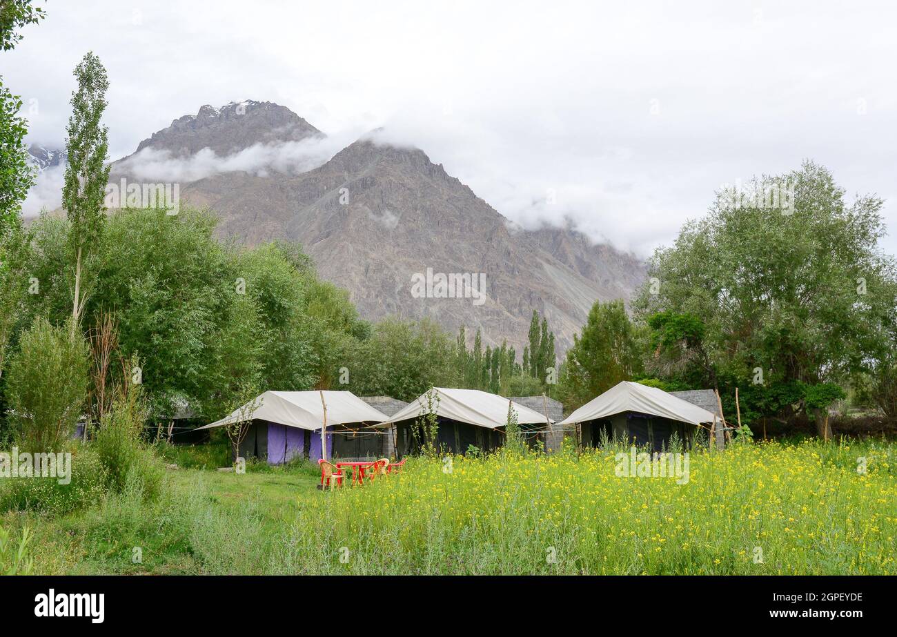 Tented tourist camps in Ladakh, India. Ladakh is the highest plateau in ...