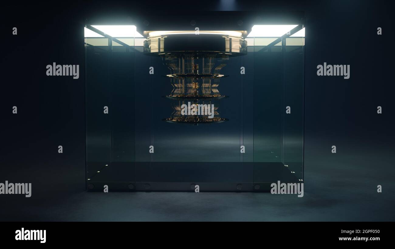 quantum computer in an enclosure in a dark hall Stock Photo - Alamy