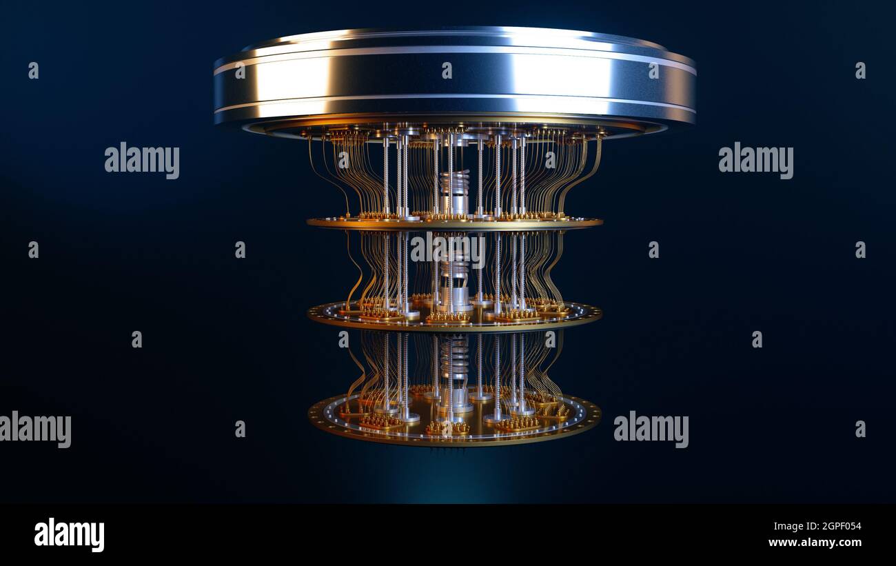 quantum computer on the blue background Stock Photo - Alamy
