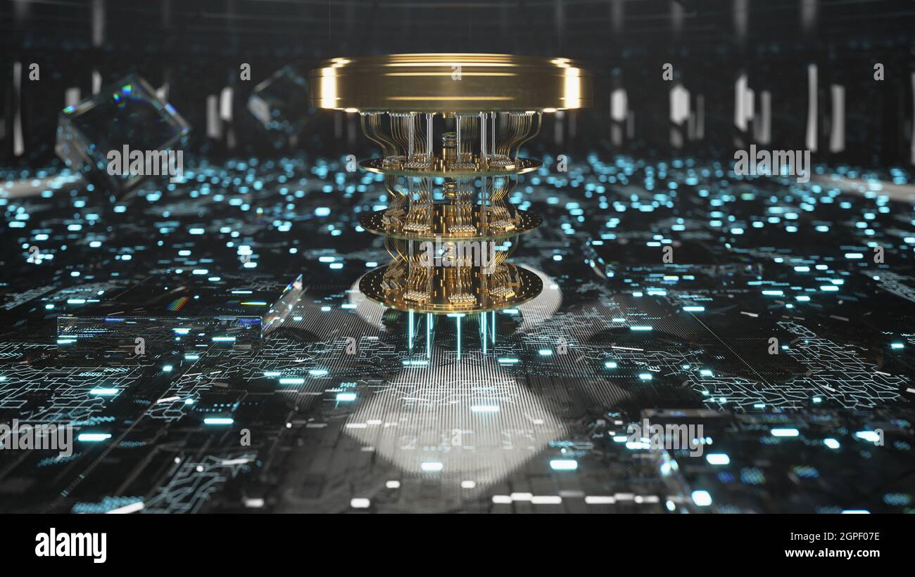 quantum computer with electrical circuits in the chamber Stock Photo ...
