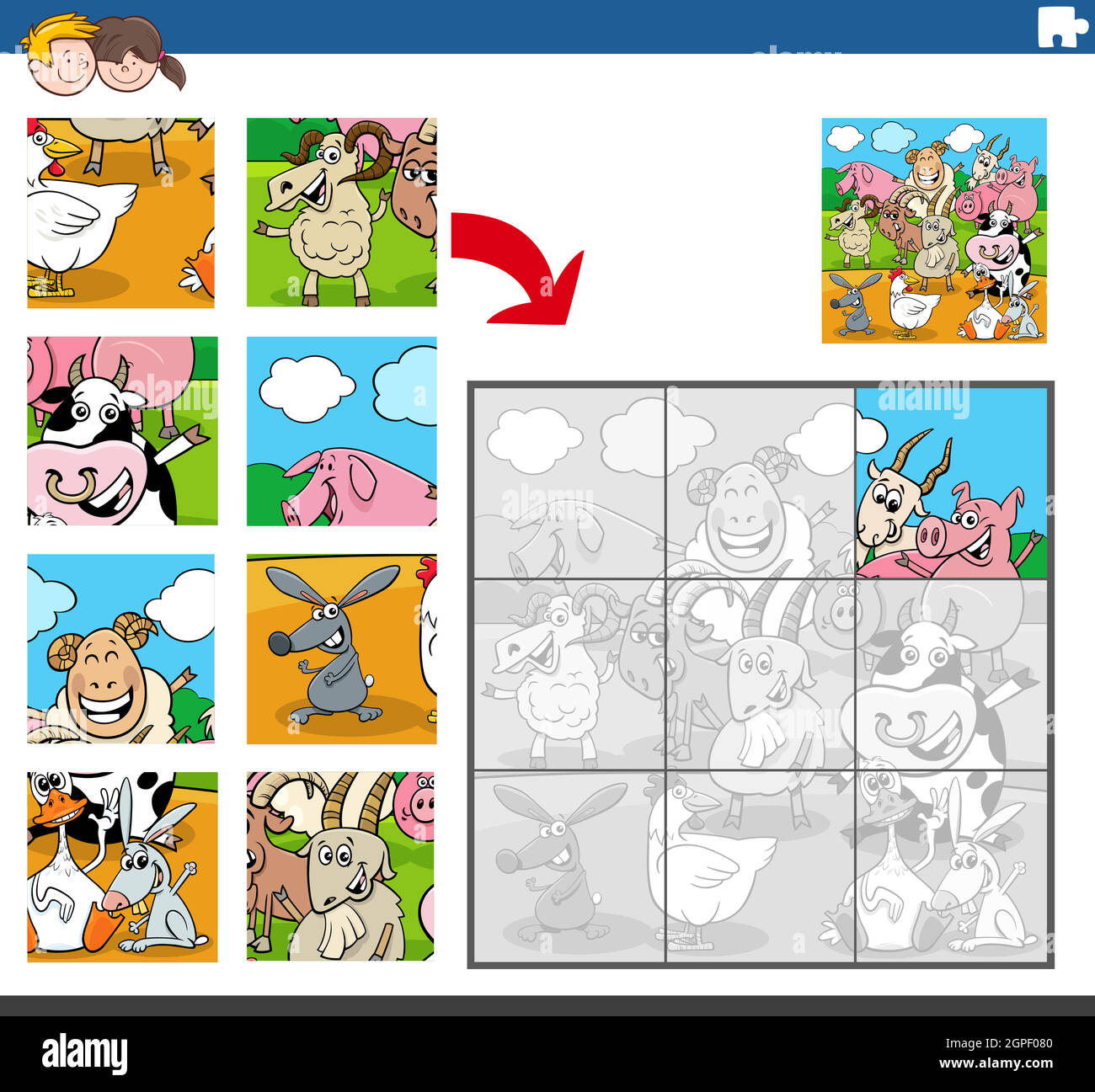 Cartoon pig jigsaw puzzle task Stock Vector Images - Alamy