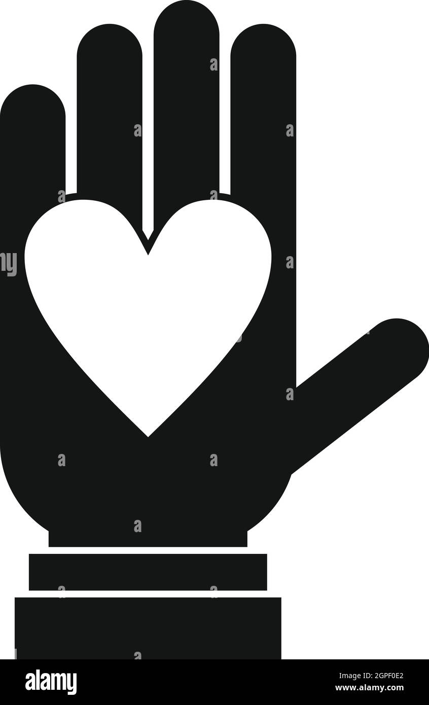 Hand with heart icon, simple style Stock Vector Image & Art - Alamy