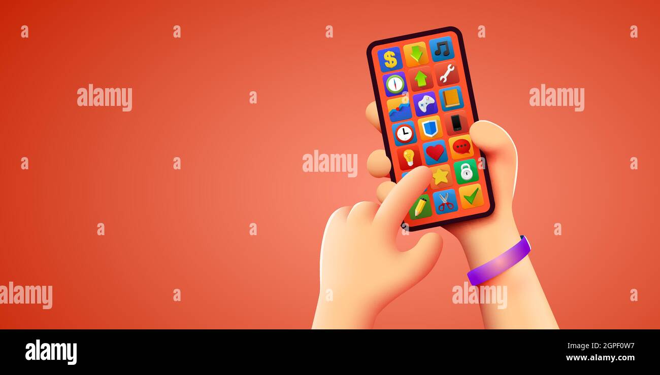 Holding phone in two hands. Phone mockup. Editable smartphone template ...