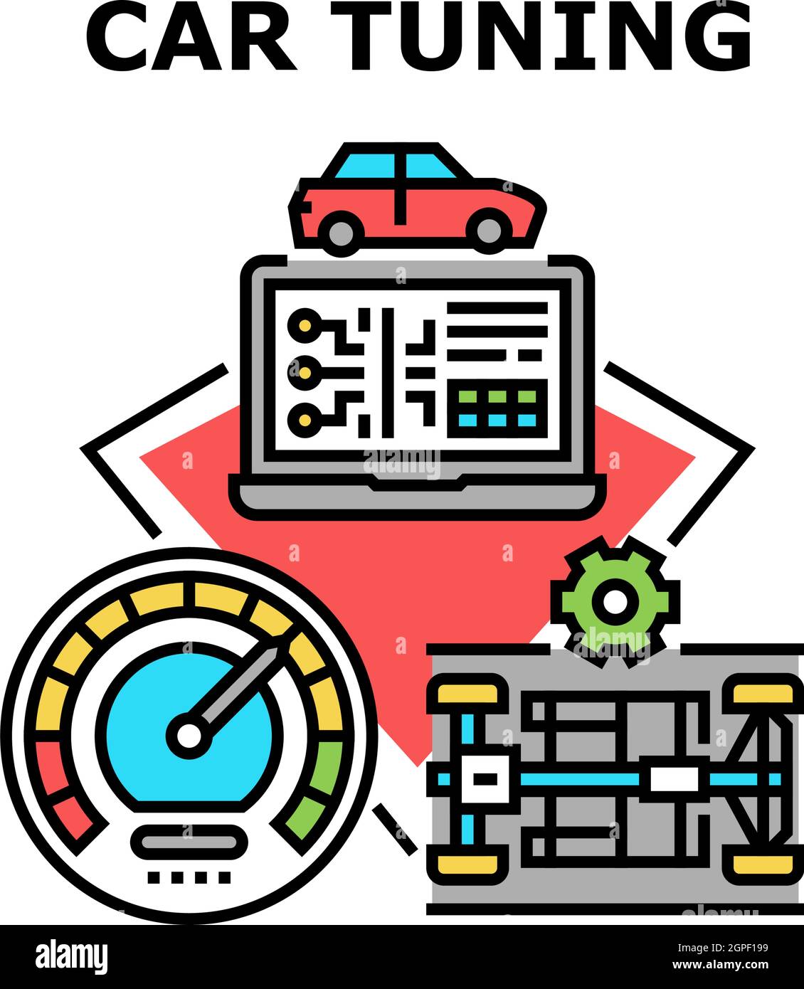 Car Tuning Improvement Concept Color Illustration Stock Vector Image ...