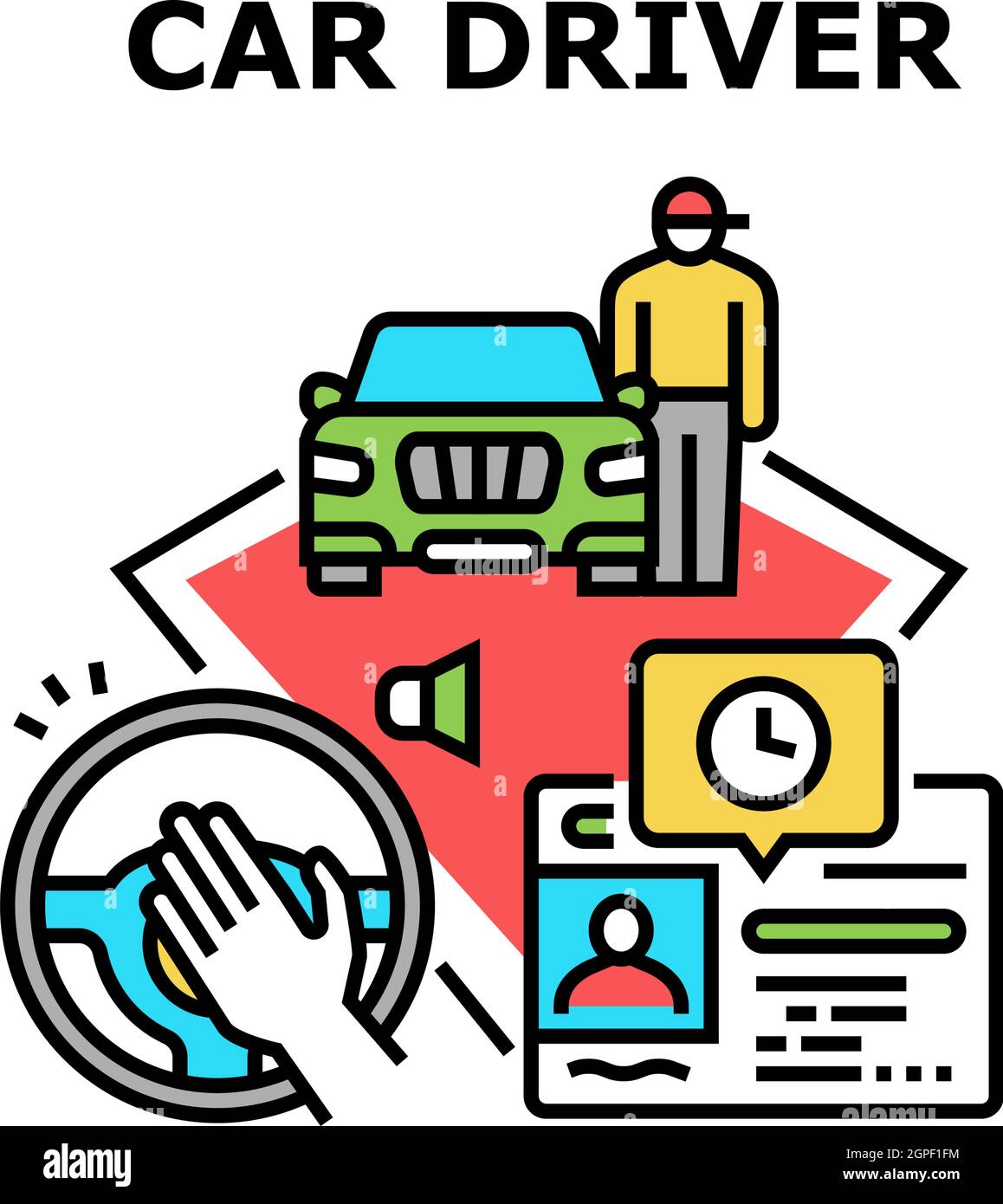 Auto Car Driver Vector Concept Color Illustration Stock Vector Image ...