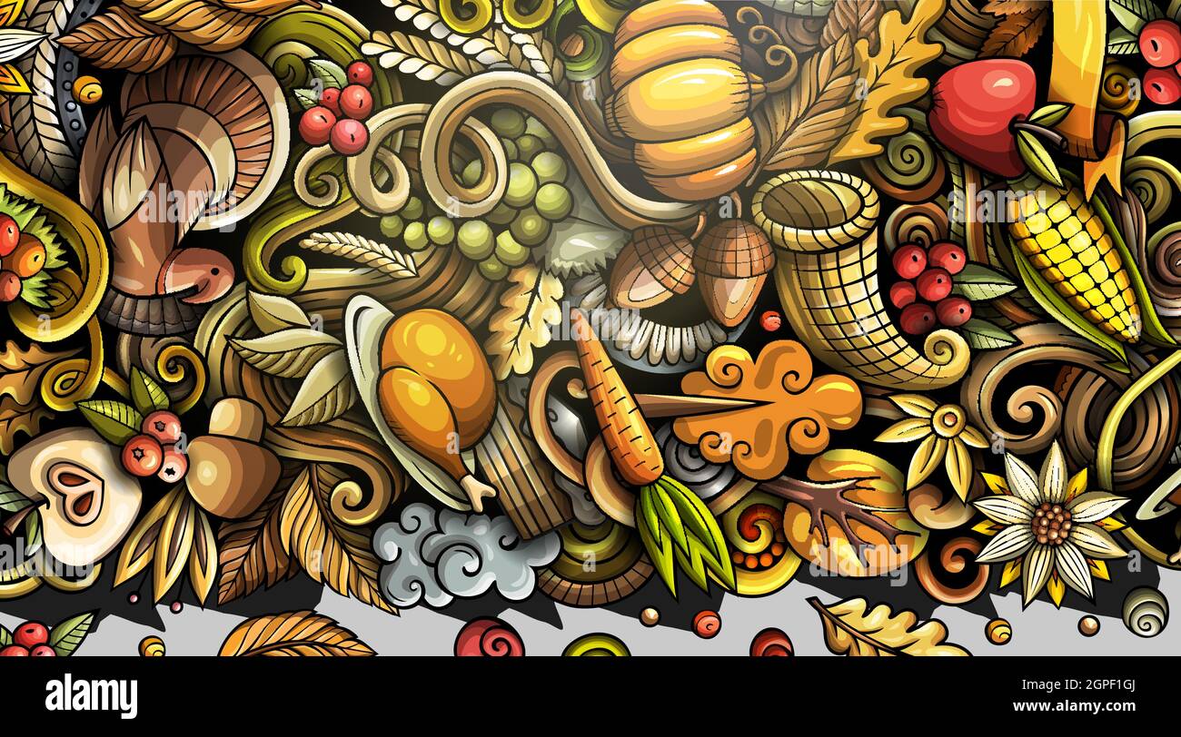 Thanksgiving day doodle illustration Stock Vector Image & Art - Alamy