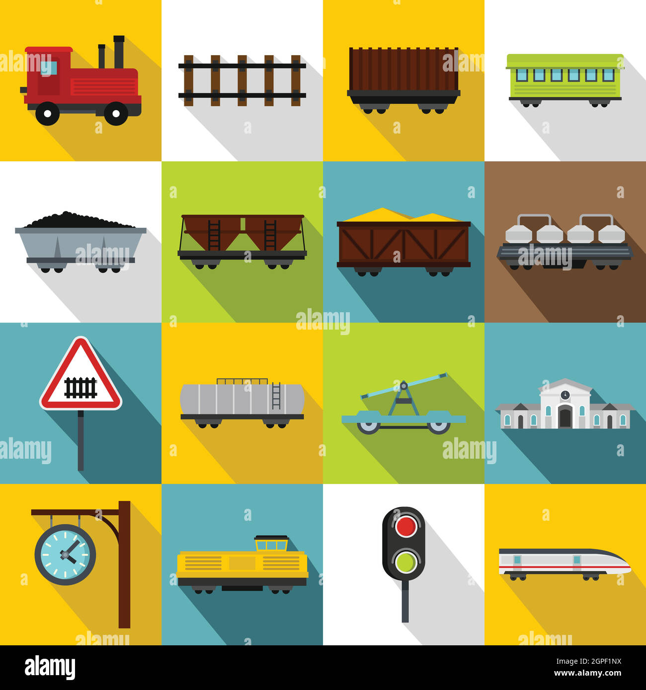 Railway icons set, flat style Stock Vector Image & Art - Alamy