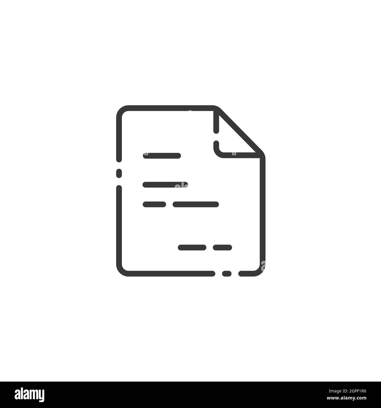 Text document thin line icon. Paper with content. Invoice. Outline ...
