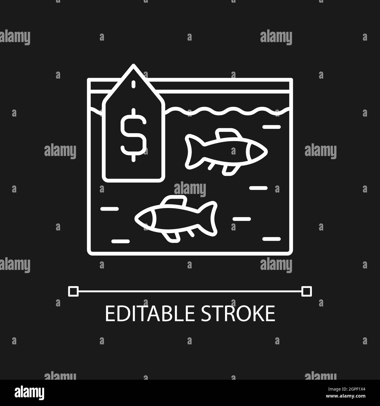 Live fish trade white linear icon for dark theme Stock Vector Image ...