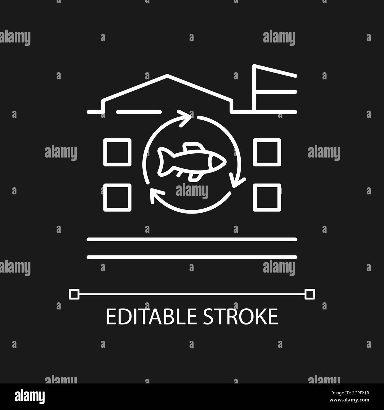 Fish processing plant white linear icon for dark theme Stock Vector ...