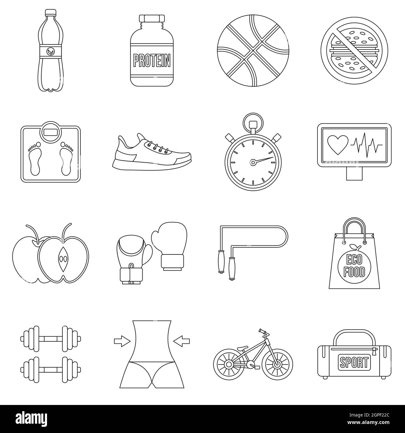 Healthy life icons set, outline style Stock Vector Image & Art - Alamy