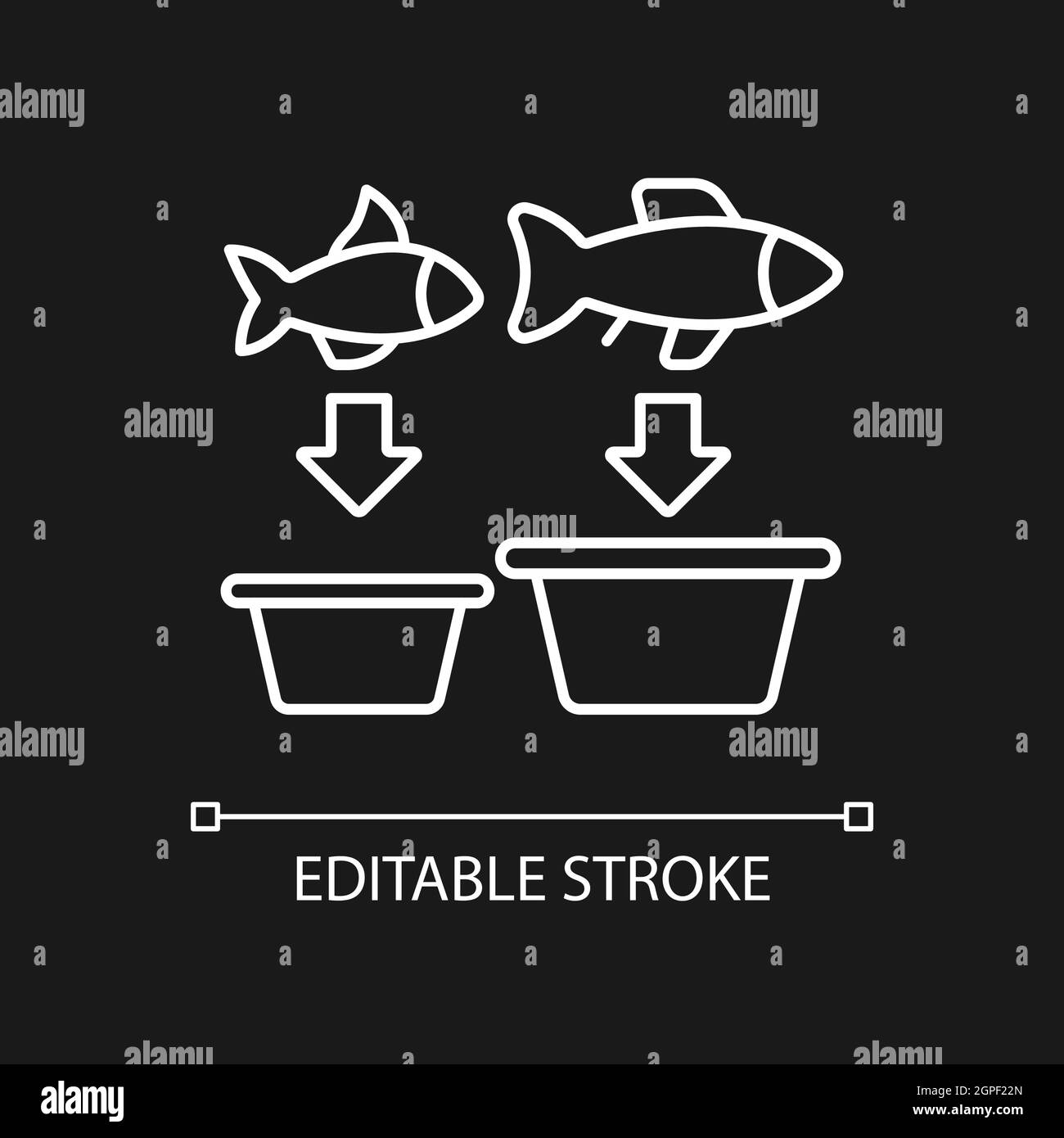 Fish sorting white linear icon for dark theme Stock Vector Image & Art ...