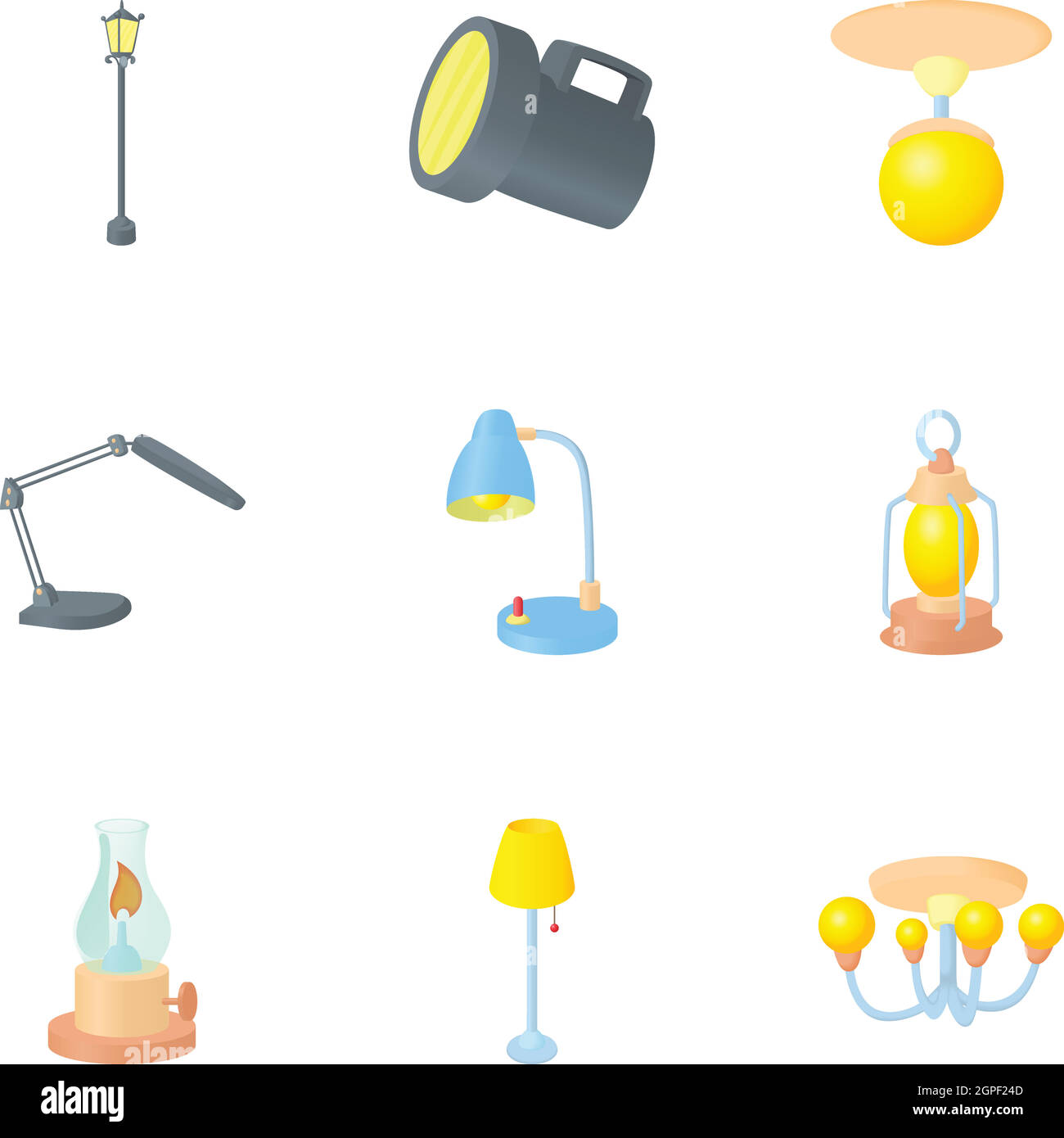 Lamp icons set, cartoon style Stock Vector Image & Art - Alamy