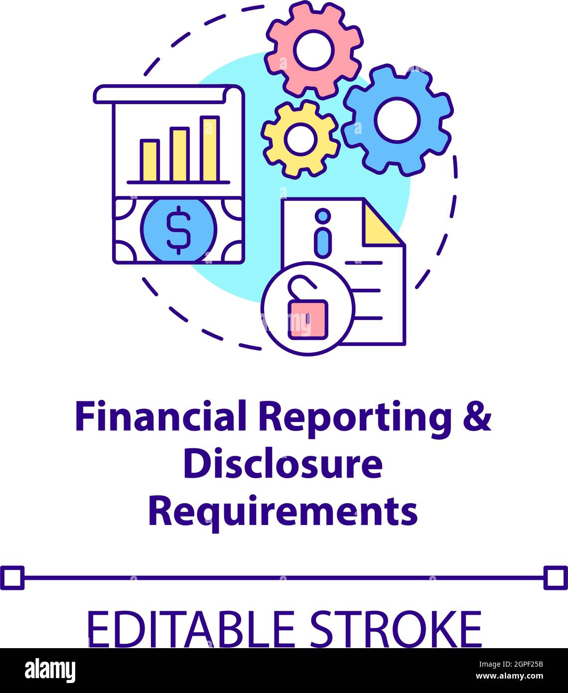 Financial reporting and disclosure requirements concept icon Stock ...
