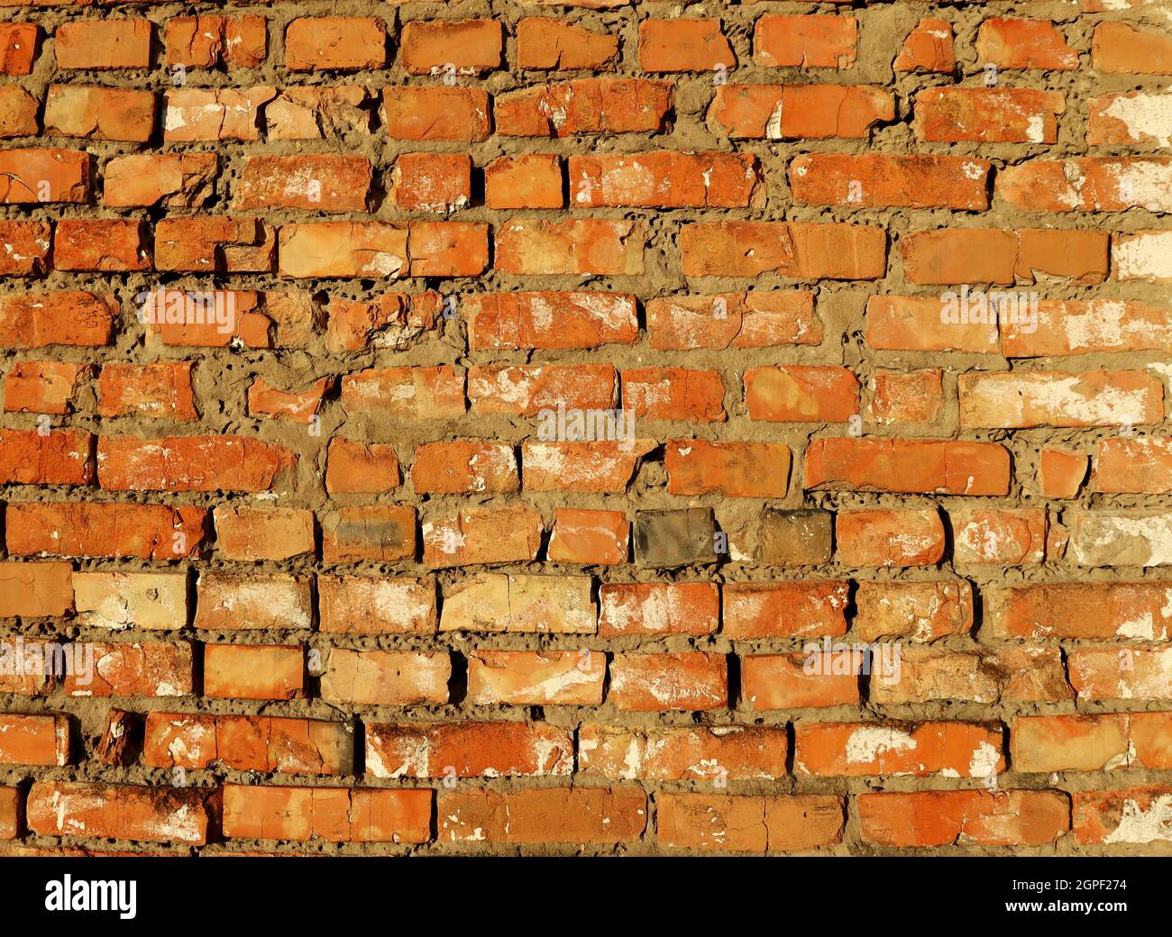 Abstract aged crack brick wall texture. Old building surface background ...