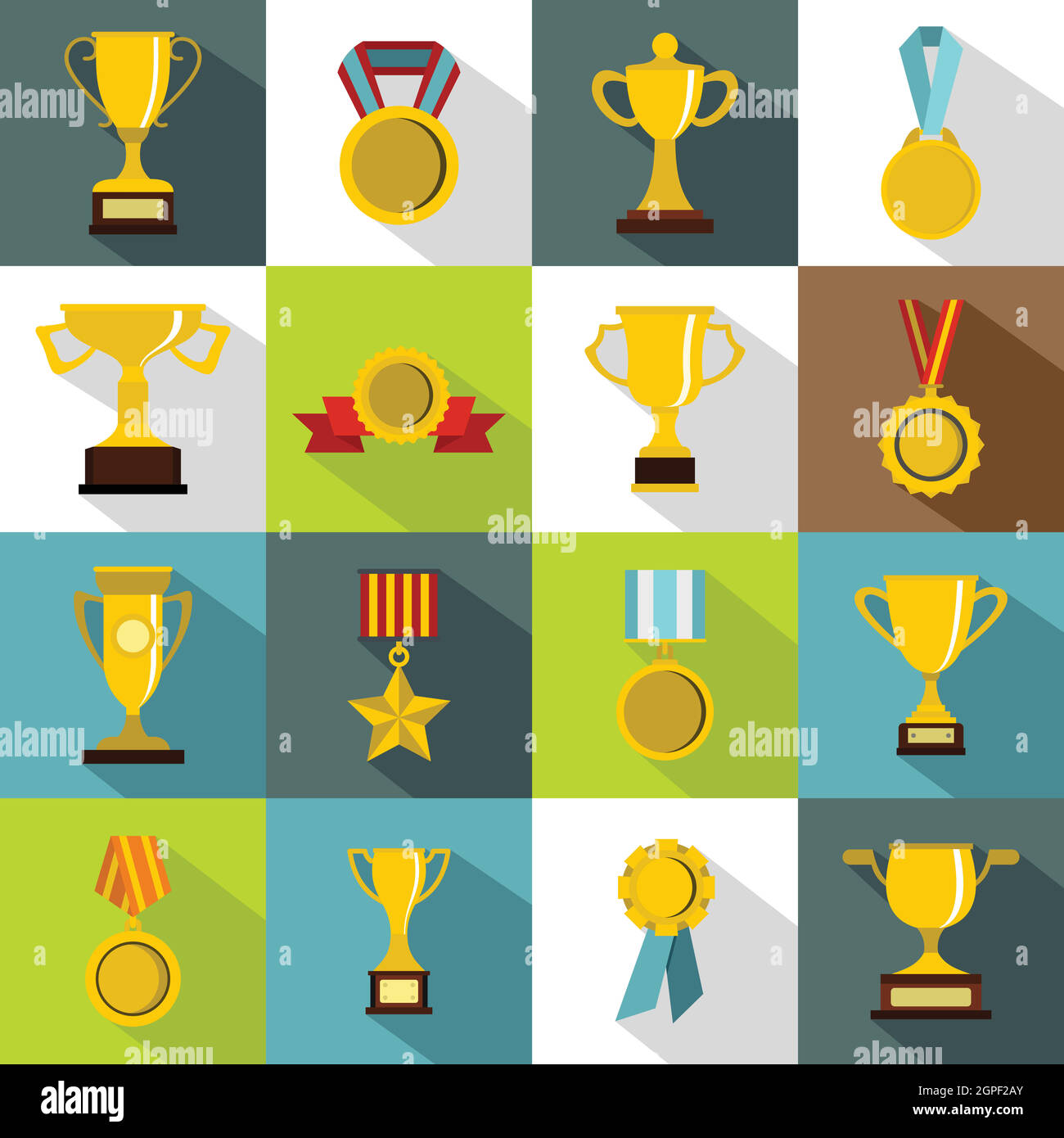 Trophy icons set, flat style Stock Vector Image & Art - Alamy