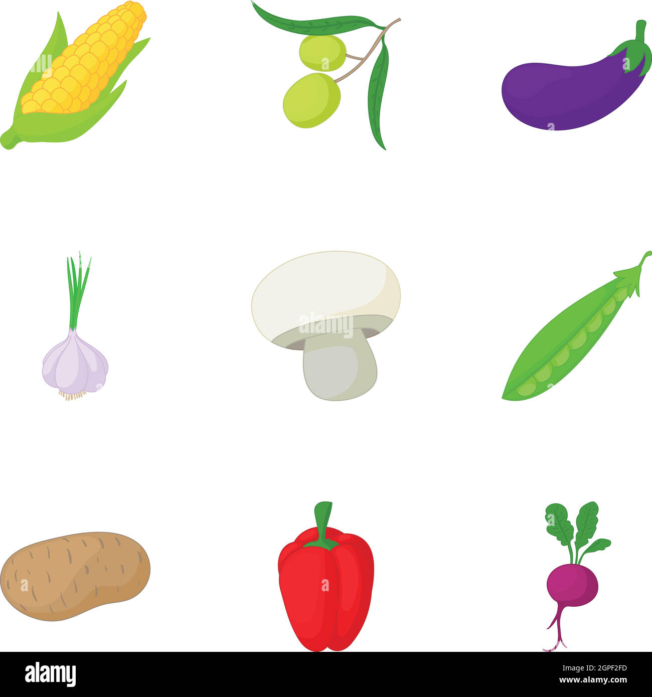 Healthy vegetables icons set, cartoon style Stock Vector Image & Art ...
