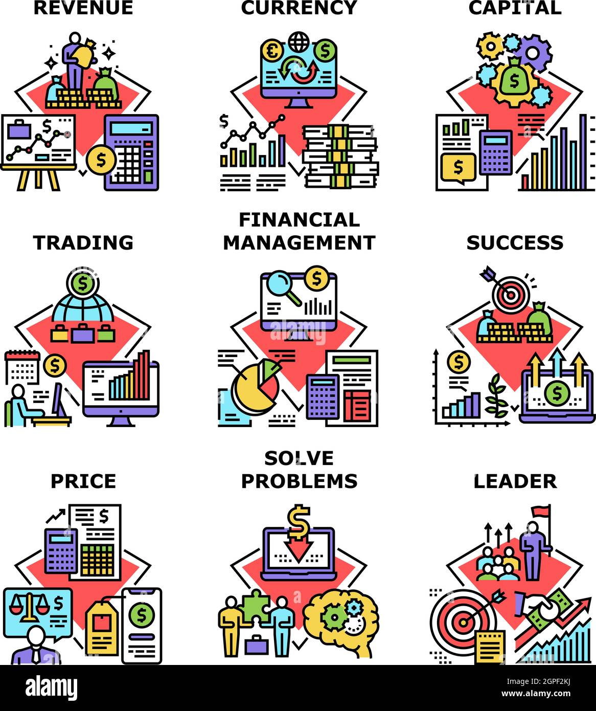 Finance Revenue Set Icons Vector Illustrations Stock Vector Image & Art ...