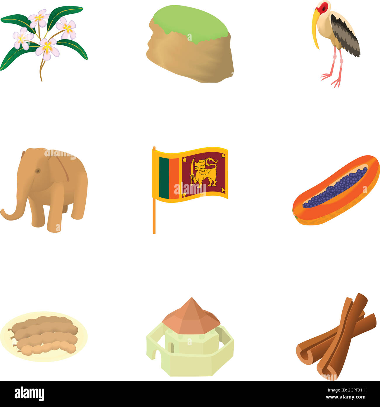 Sri Lanka icons set, cartoon style Stock Vector Image & Art - Alamy