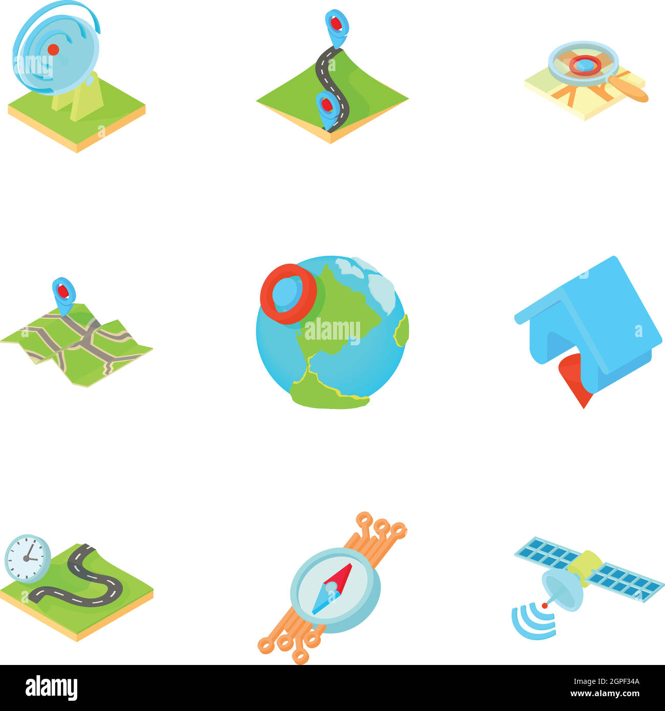 GPS icons set, cartoon style Stock Vector Image & Art - Alamy