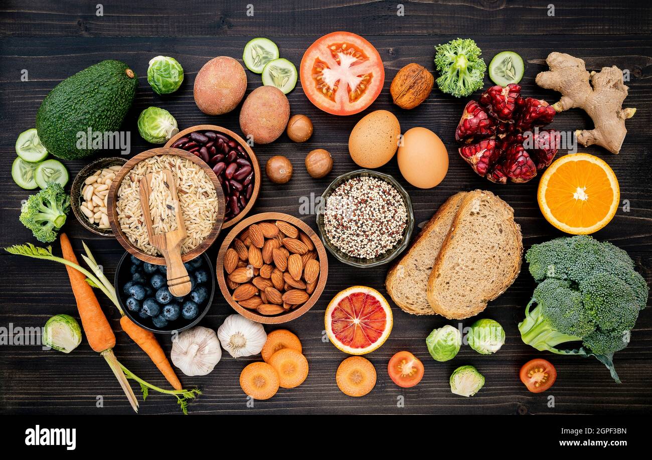 Ingredients for the healthy foods selection. The concept of healthy ...