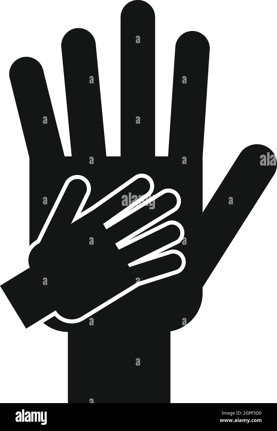 Parent and child hands together icon, simple style Stock Vector Image ...