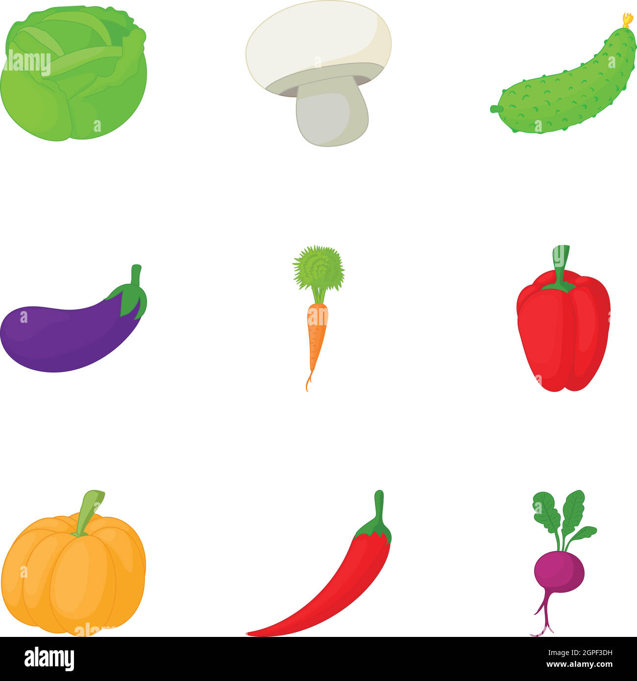 Fresh vegetables icons set, cartoon style Stock Vector Image & Art - Alamy