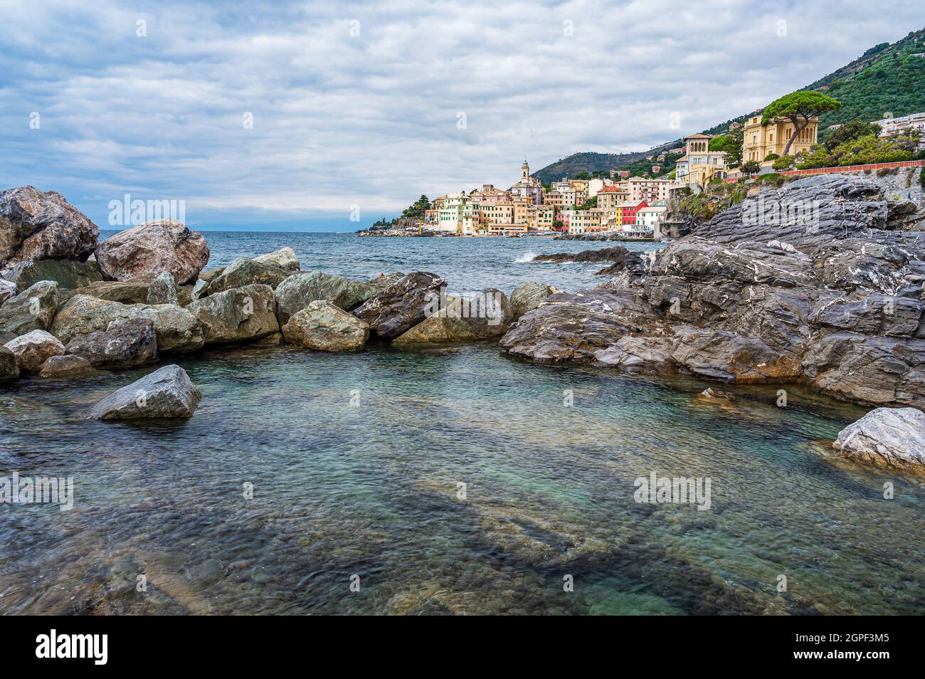 View over the ancient village of Bogliasco, on the italian Riviera ...