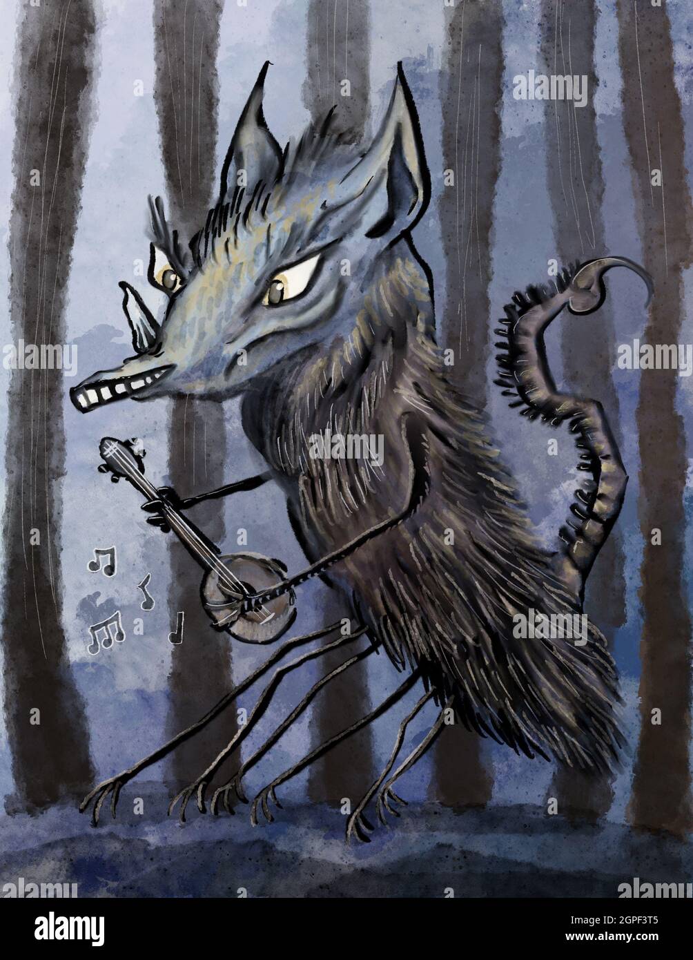 wendigo hand drawn character illustration Stock Photo - Alamy