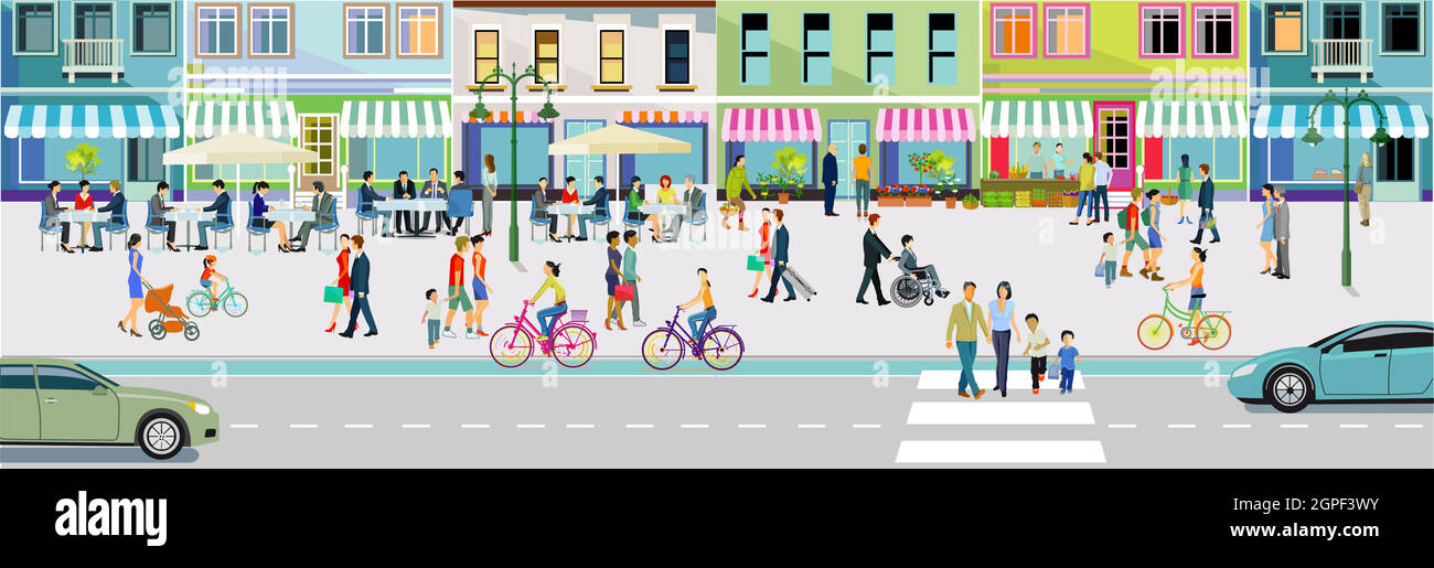 Life and leisure in an old city illustration Stock Vector Image & Art ...