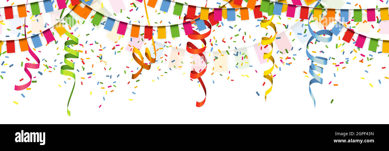 seamless colored garlands and streamers party background Stock Vector ...