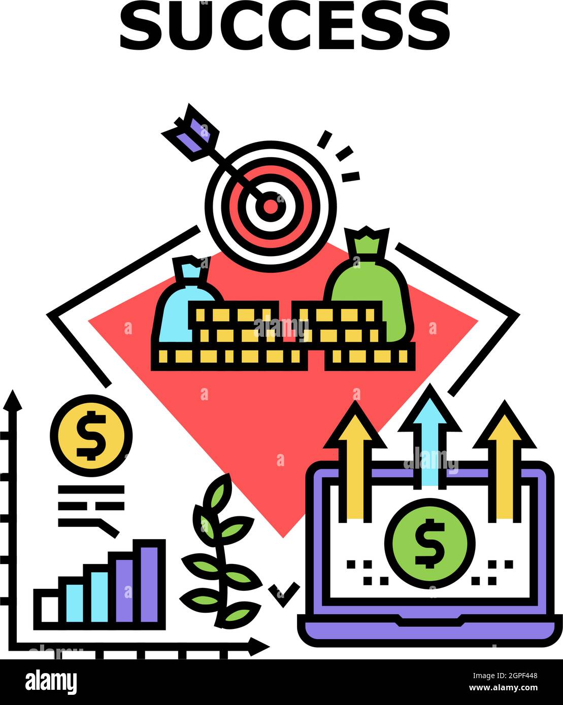 Success Economic Vector Concept Color Illustration Stock Vector Image ...