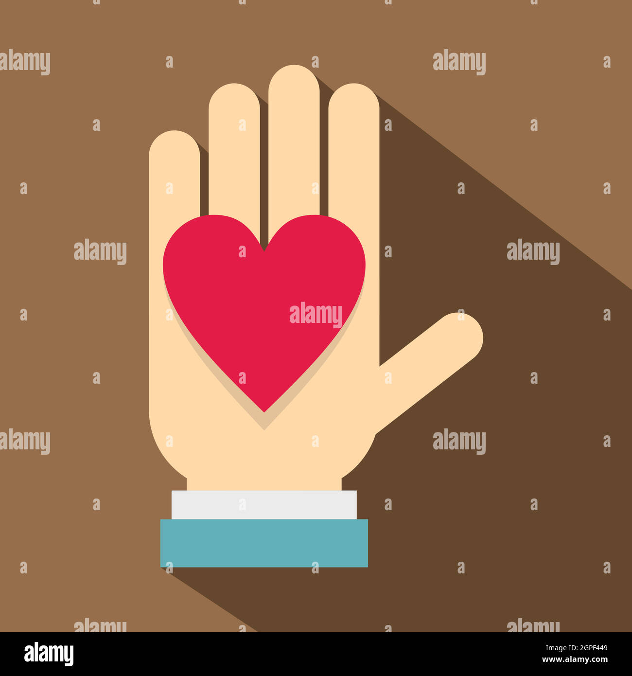 Hand with heart icon, flat style Stock Vector Image & Art - Alamy
