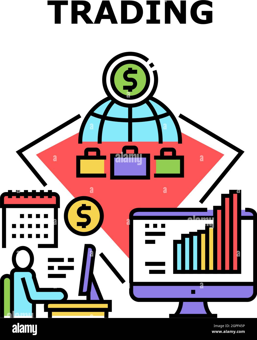 Trading Business Vector Concept Color Illustration Stock Vector Image ...