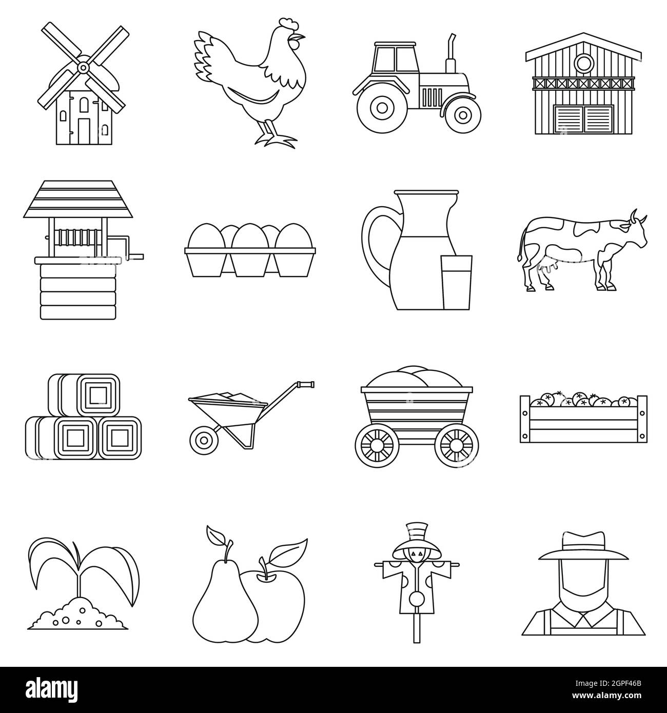 Farm icons set, outline style Stock Vector Image & Art - Alamy