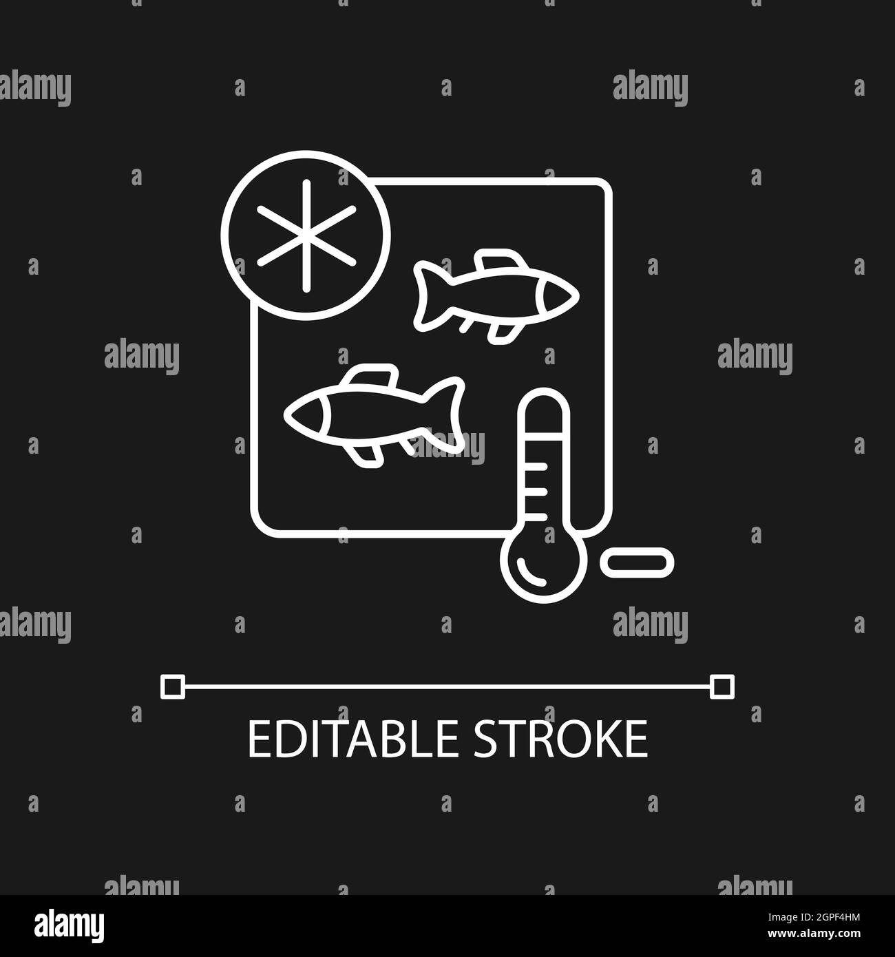 Fish storing white linear icon for dark theme Stock Vector Image & Art ...