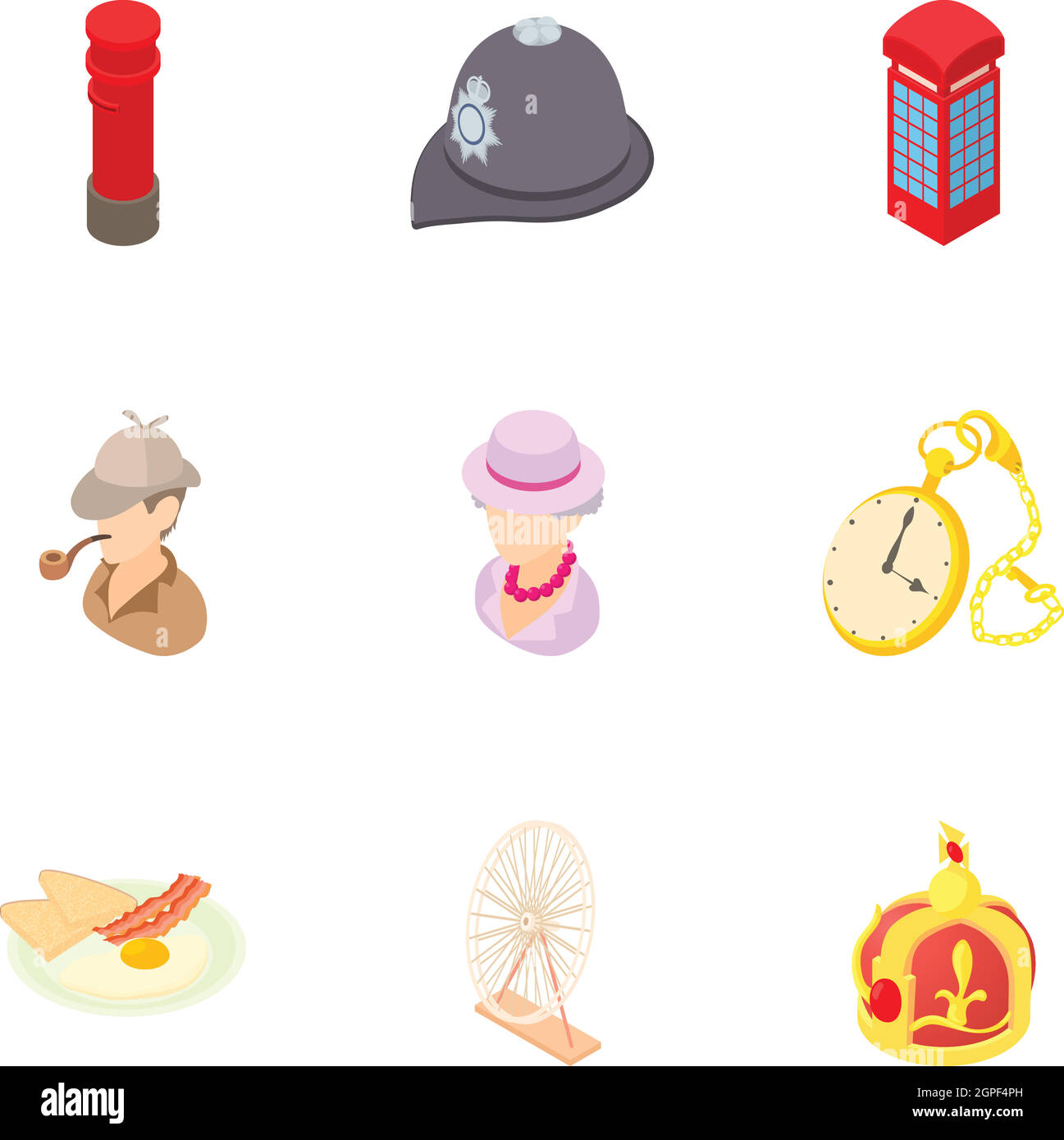 Attractions of England icons set, cartoon style Stock Vector Image ...