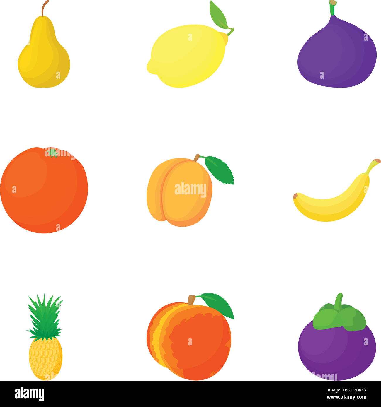 Fresh fruit icons set, cartoon style Stock Vector Image & Art - Alamy