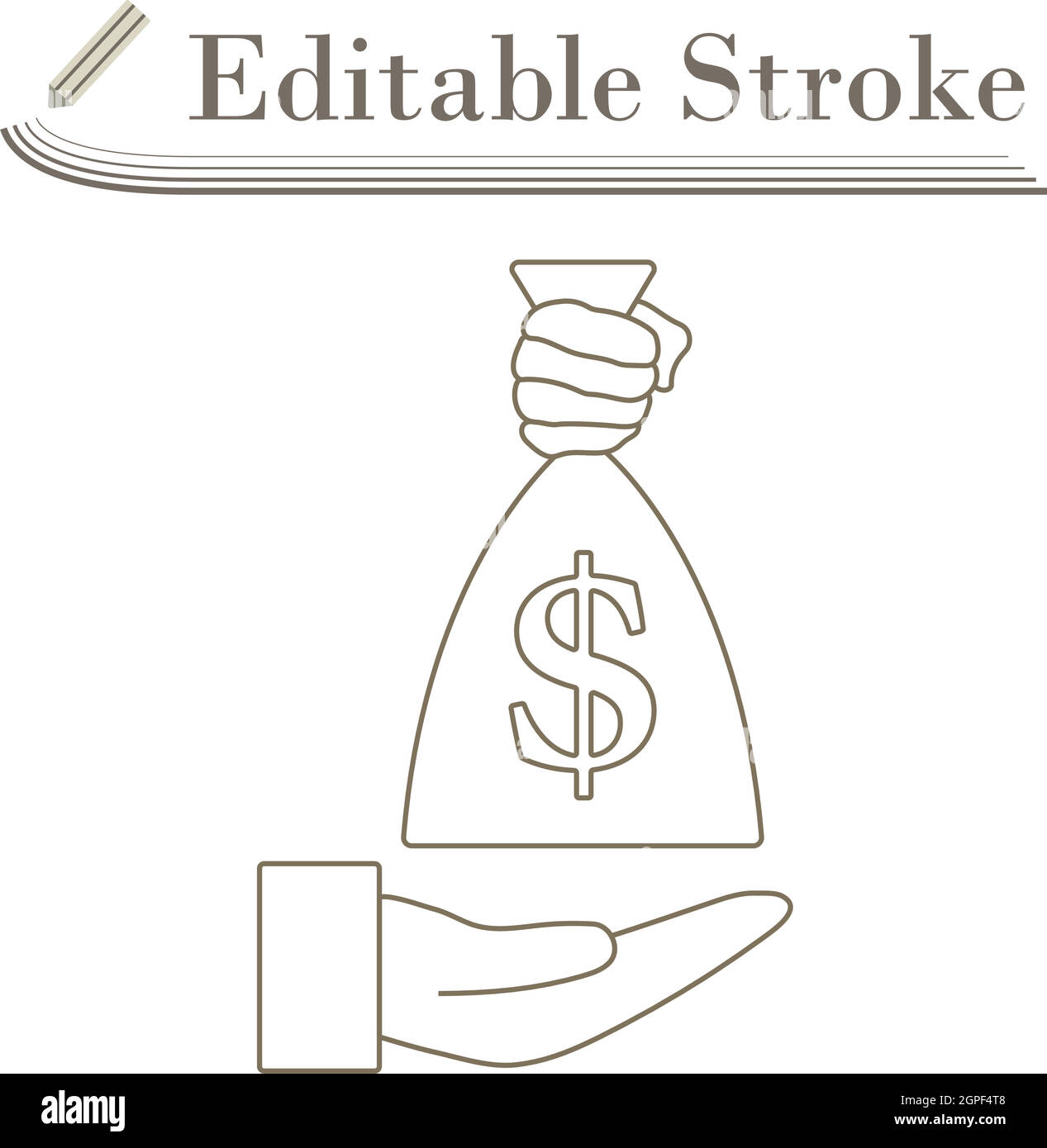 Hand Holding The Money Bag Icon Stock Vector Image & Art - Alamy