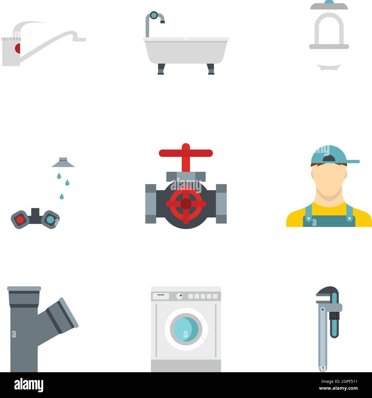 Sanitary appliances icons set, flat style Stock Vector Image & Art - Alamy