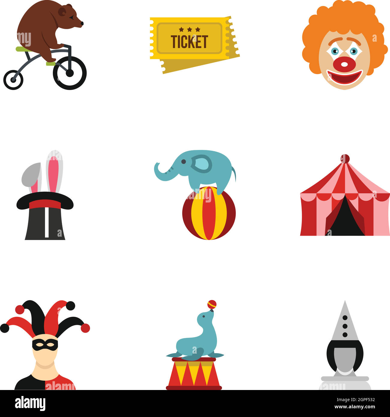 Circus icons set, flat style Stock Vector Image & Art - Alamy