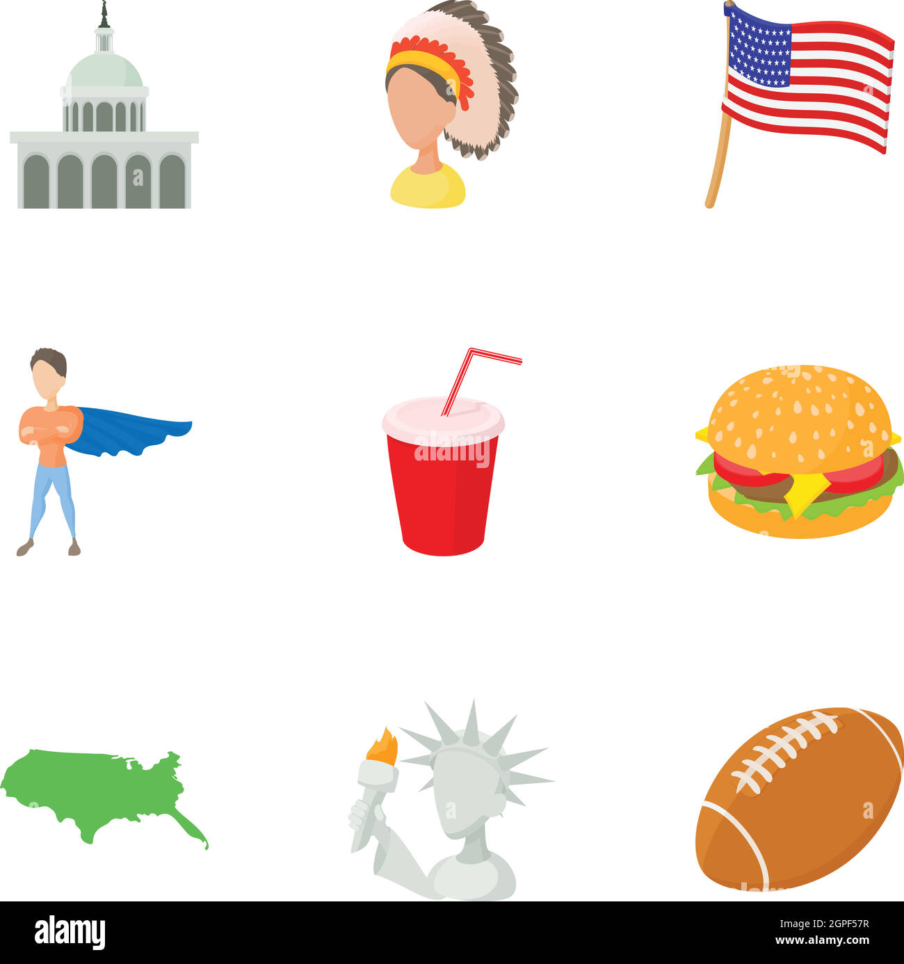 USA country icons set, cartoon style Stock Vector Image & Art - Alamy