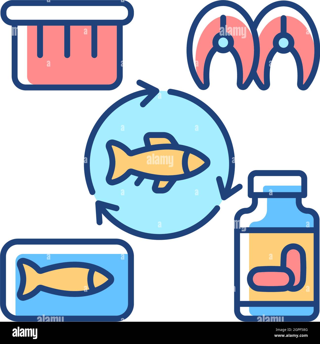 Producing fish products RGB color icon Stock Vector Image & Art - Alamy