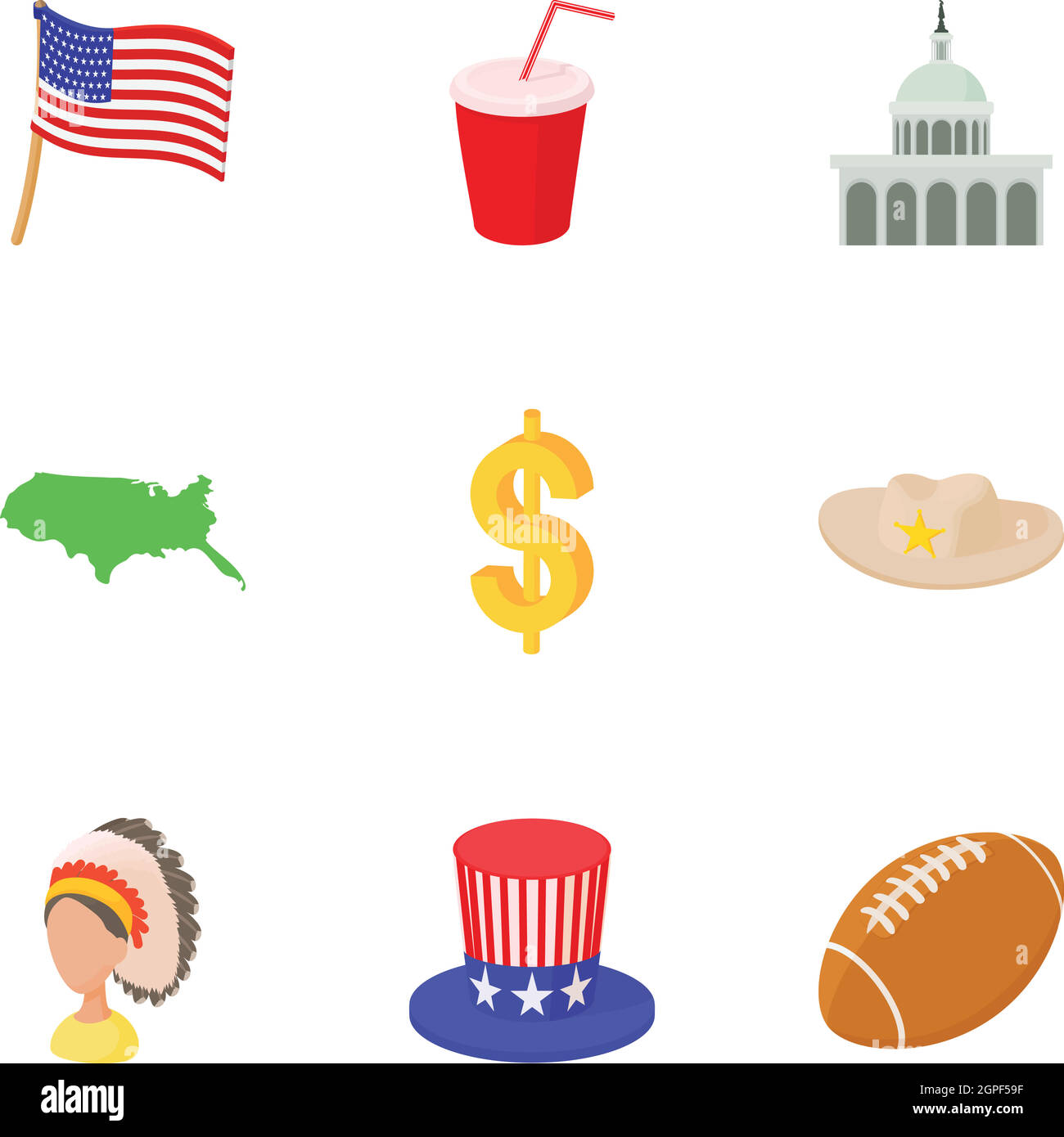 USA icons set, cartoon style Stock Vector Image & Art - Alamy