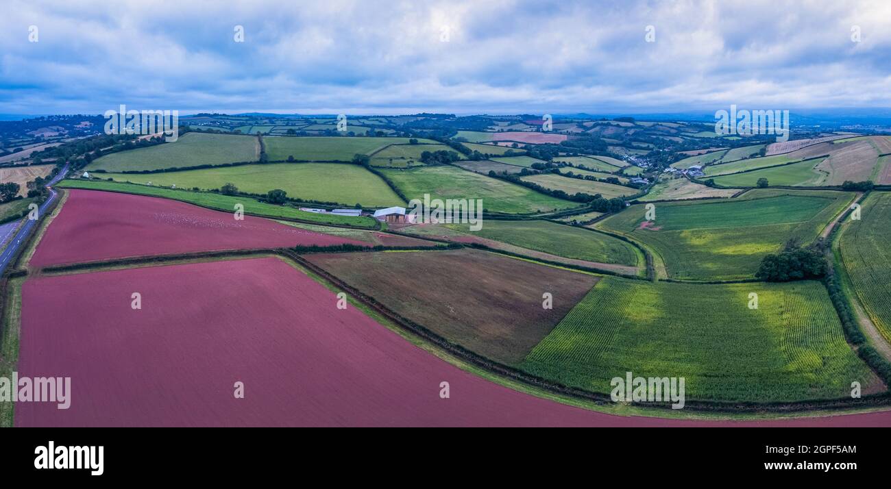 Villages and Fields over Labrador Bay and River Teign from a drone ...