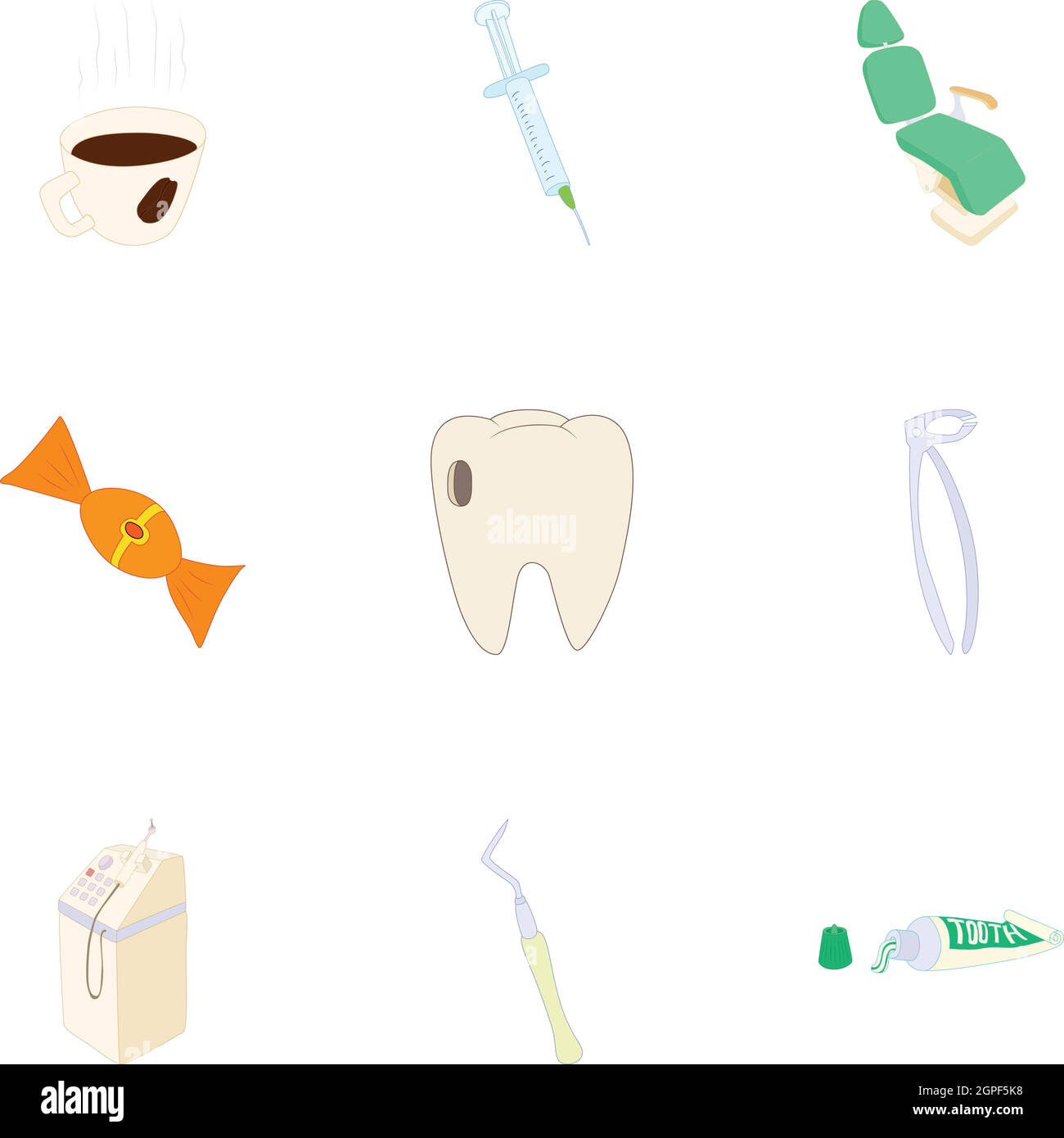 Cartoon dentistry set Cut Out Stock Images & Pictures - Alamy