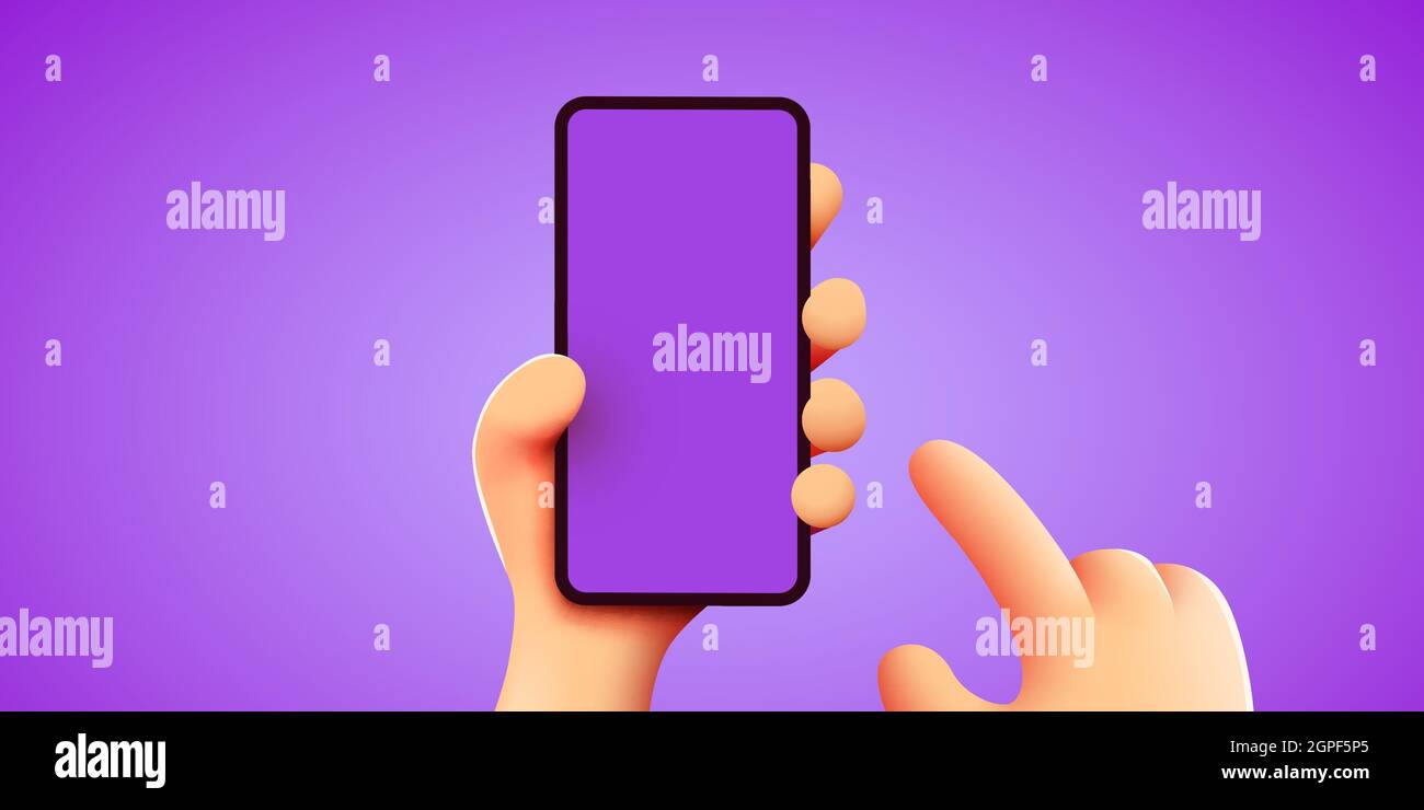 Holding phone in two hands. Phone mockup. Editable smartphone template ...