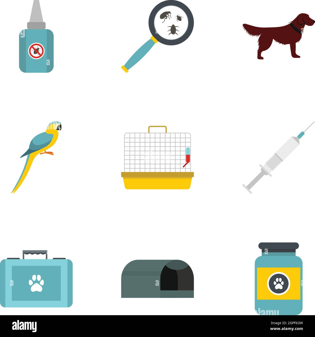 Veterinary icon flat set Stock Vector Images - Alamy