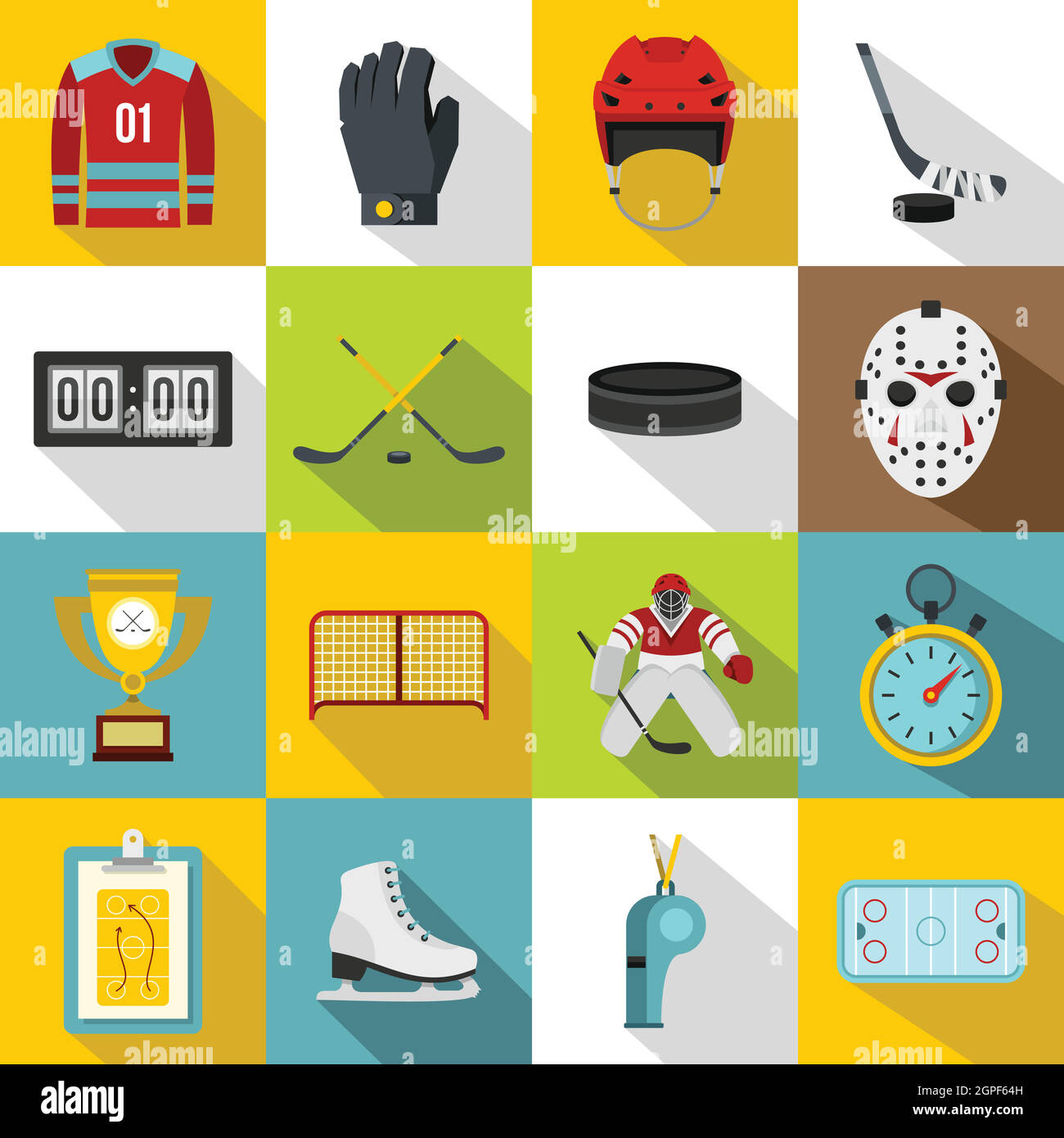 Hockey icons set, flat style Stock Vector Image & Art - Alamy